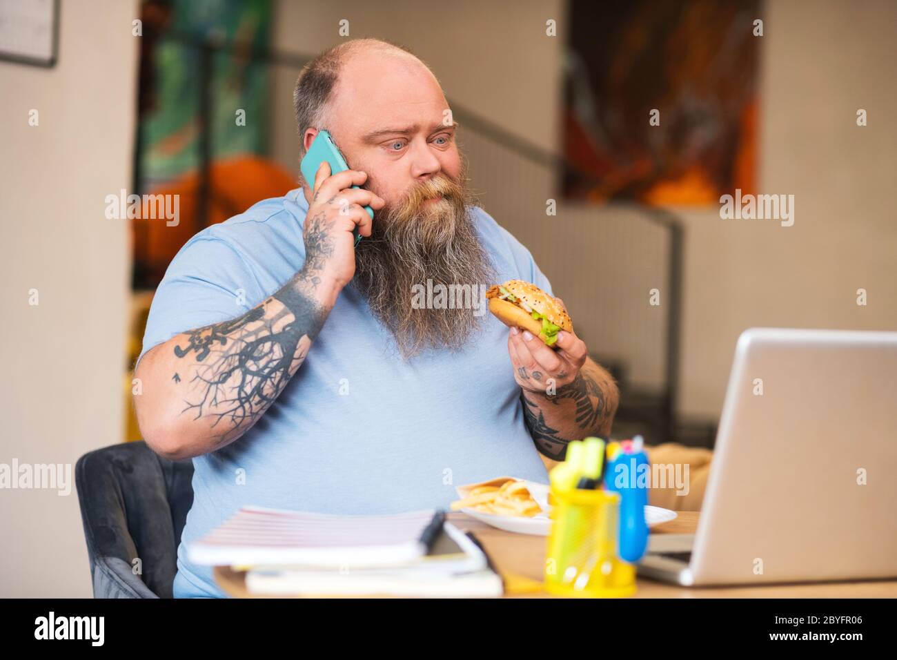 Fat person talking hi-res stock photography and images - Alamy