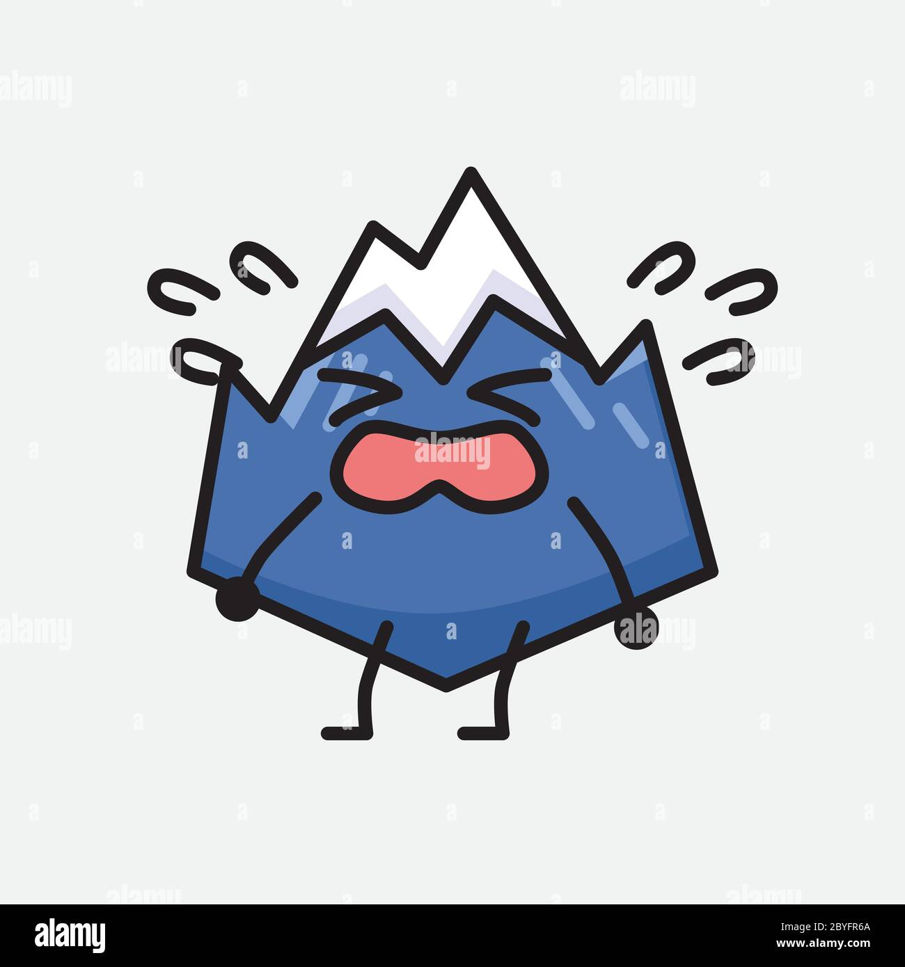 An Illustration of Cute Mountain Icon Mascot Vector Character in Flat ...