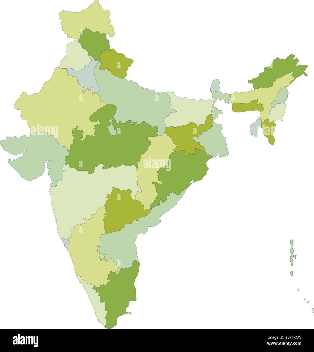 Highly detailed editable political map with separated layers. India ...