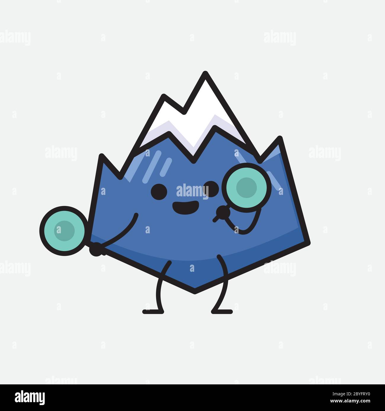 An Illustration of Cute Mountain Icon Mascot Vector Character in Flat ...