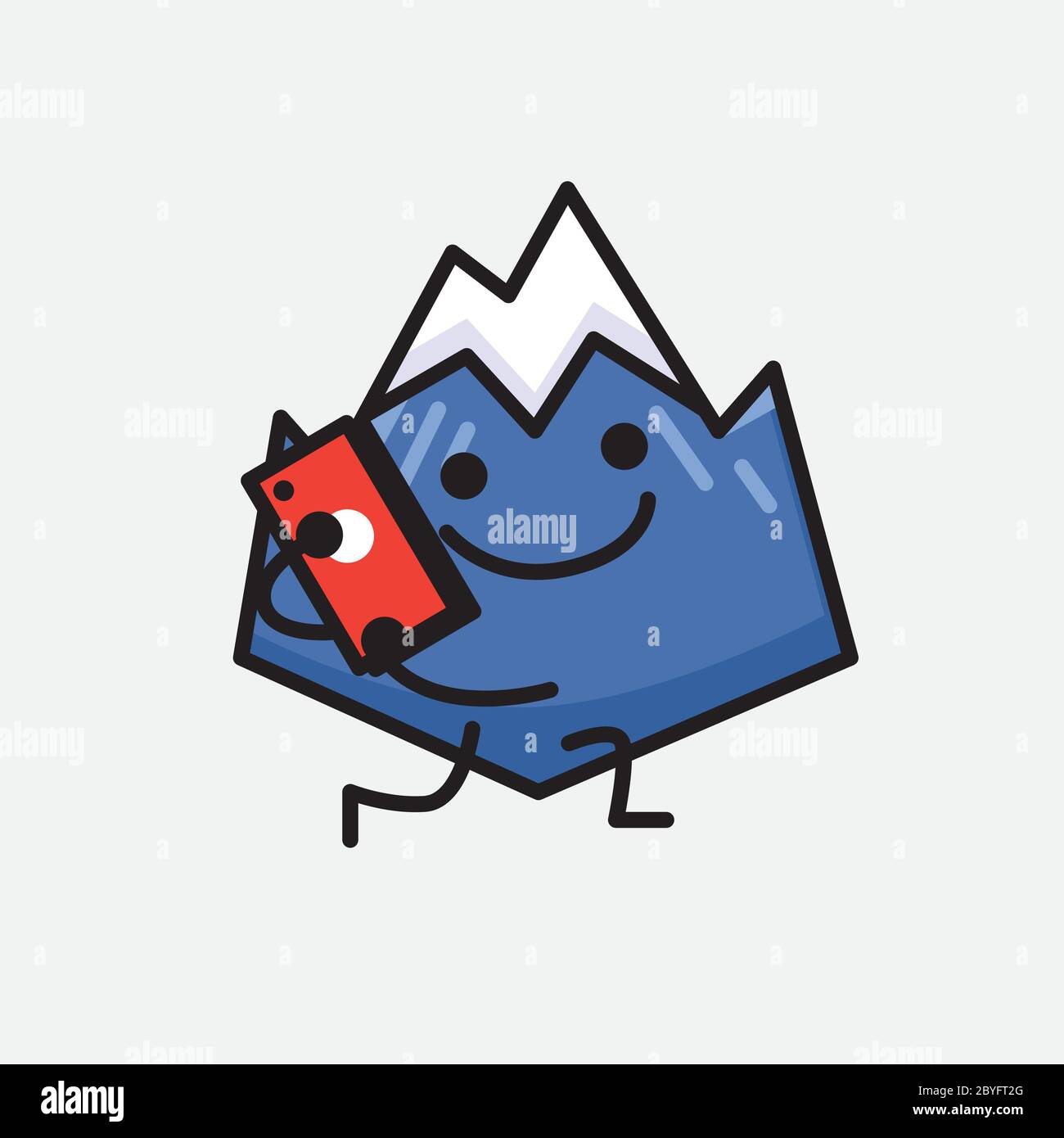 An Illustration of Cute Mountain Icon Mascot Vector Character in Flat ...