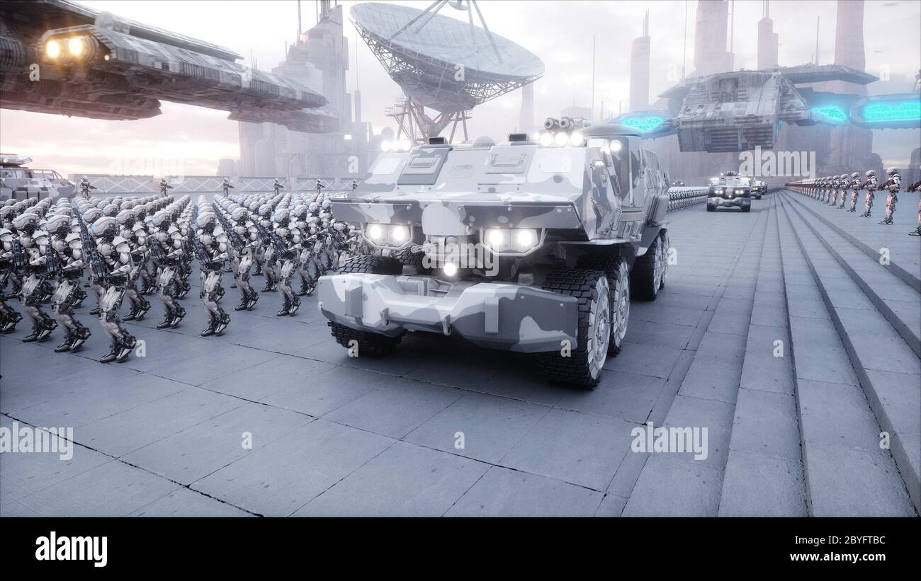 invasion of military robots. Dramatic apocalypse super realistic ...