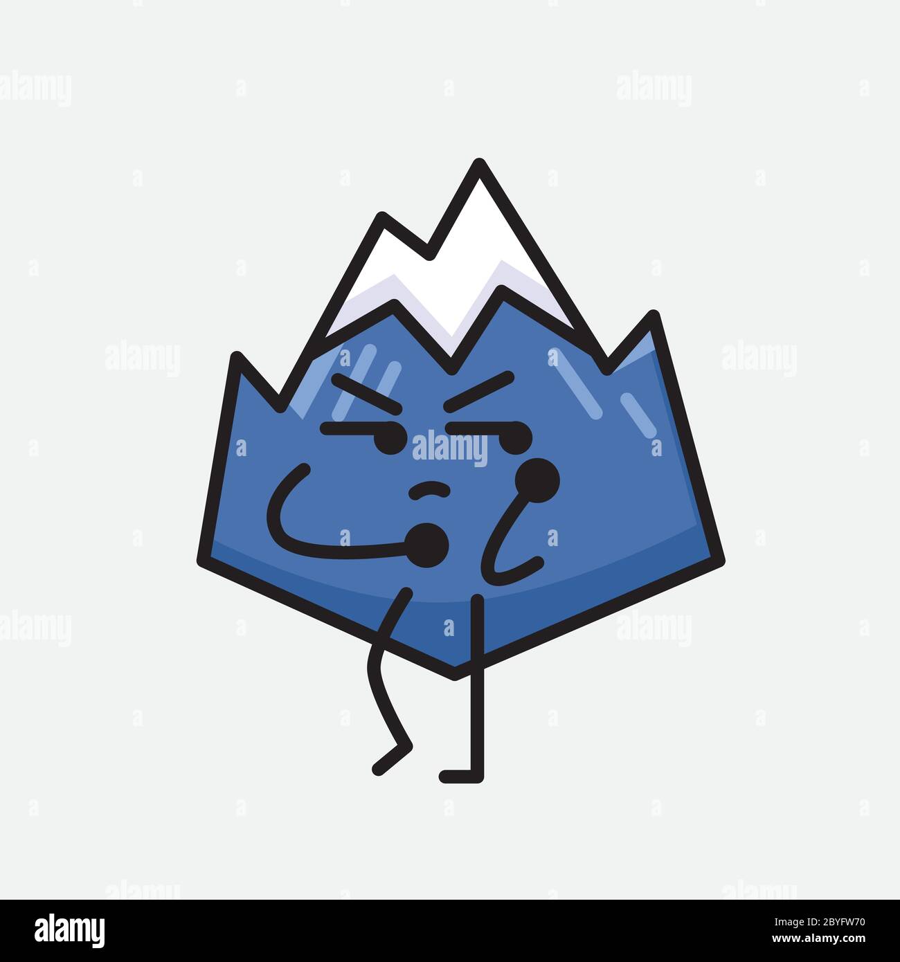 An Illustration of Cute Mountain Icon Mascot Vector Character in Flat ...