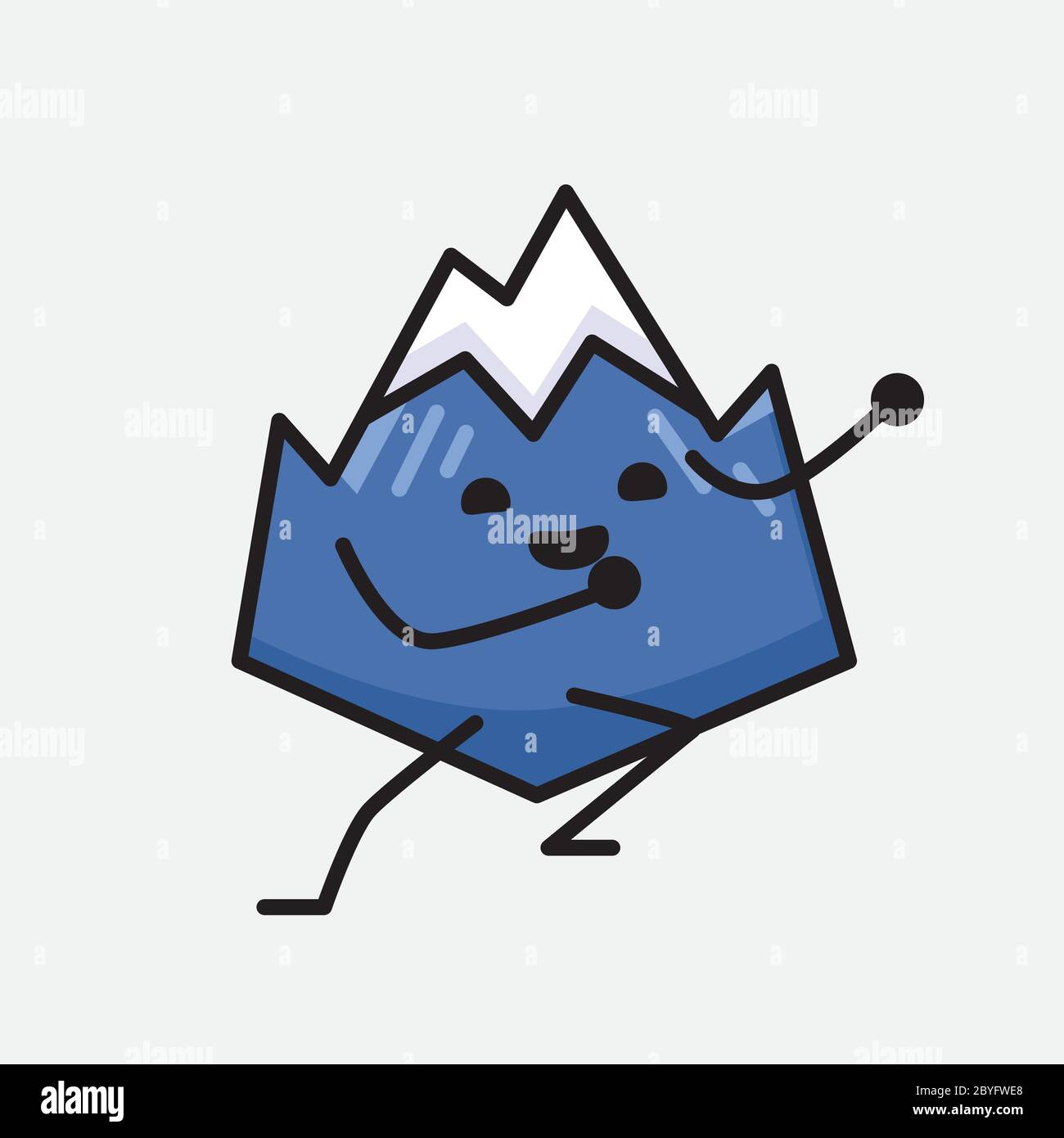 An Illustration of Cute Mountain Icon Mascot Vector Character in Flat ...