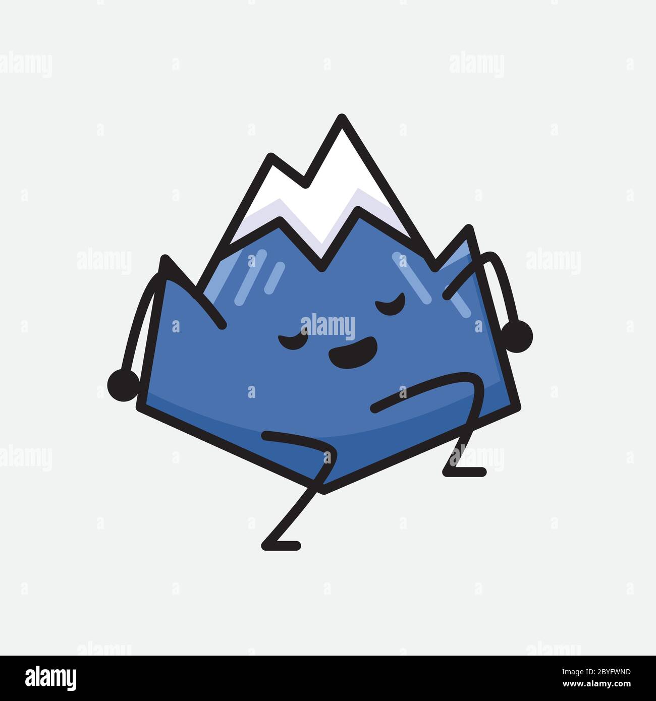 An Illustration of Cute Mountain Icon Mascot Vector Character in Flat ...