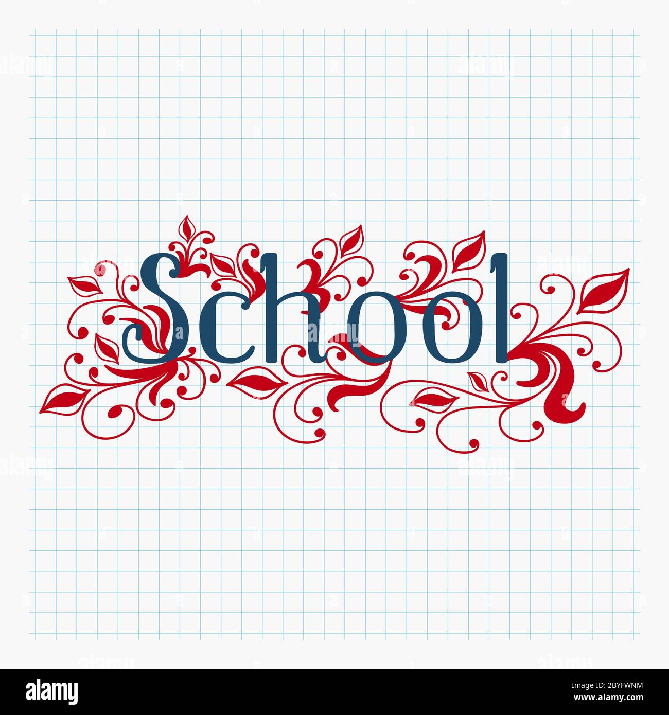 Hand drawn school text lettering with abstract floral design, co Stock ...