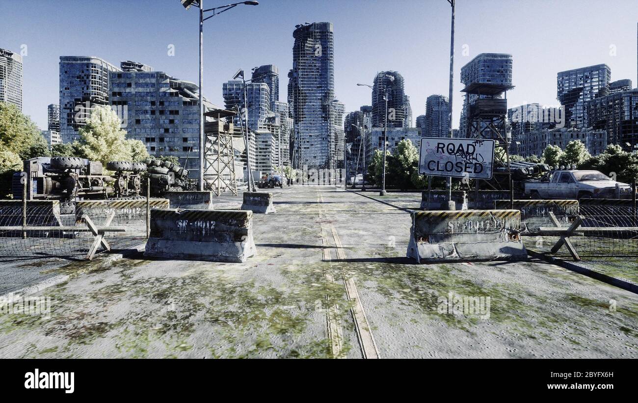 Apocalypse city. Aerial View of the destroyed city. Apocalypse concept ...