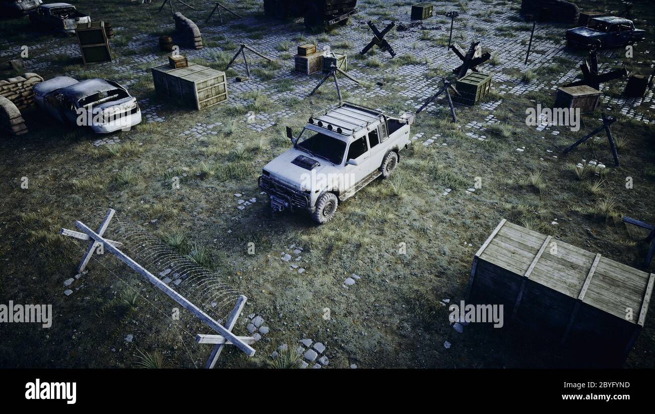 Apocalypse of Russia. Aerial View of the destroyed Moscow city, red ...