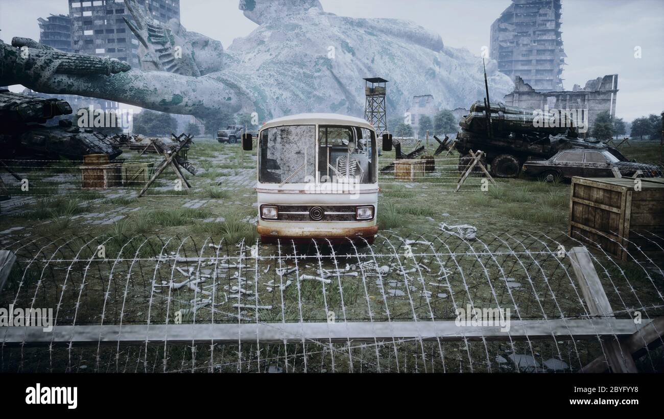 Apocalypse of USA, America. Aerial View of the destroyed city ...