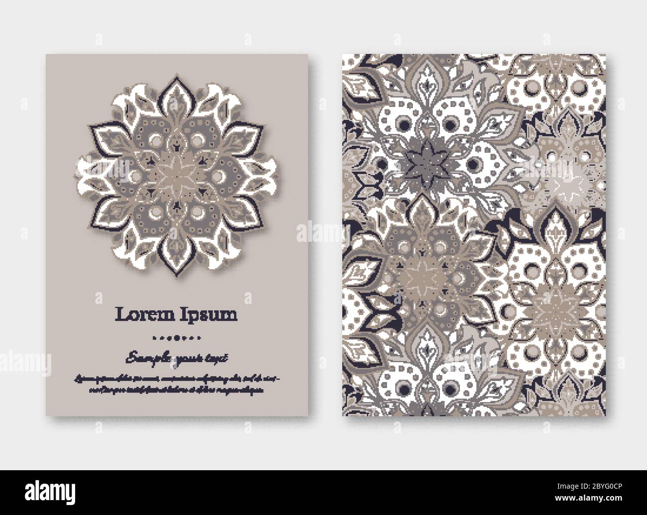 Set of cards, flyers, brochures, templates with hand drawn manda Stock ...