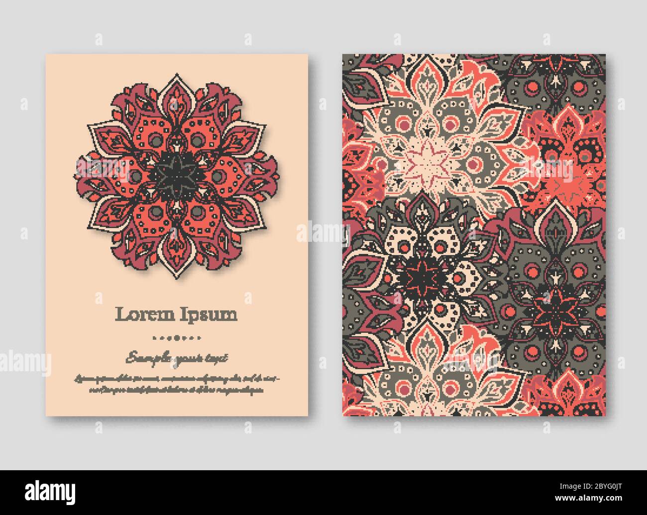 Set of cards, flyers, brochures, templates with hand drawn manda Stock ...