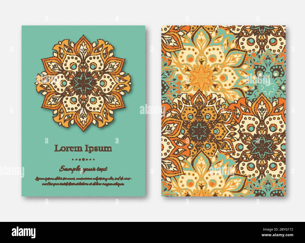 Set of cards, flyers, brochures, templates with hand drawn manda Stock ...