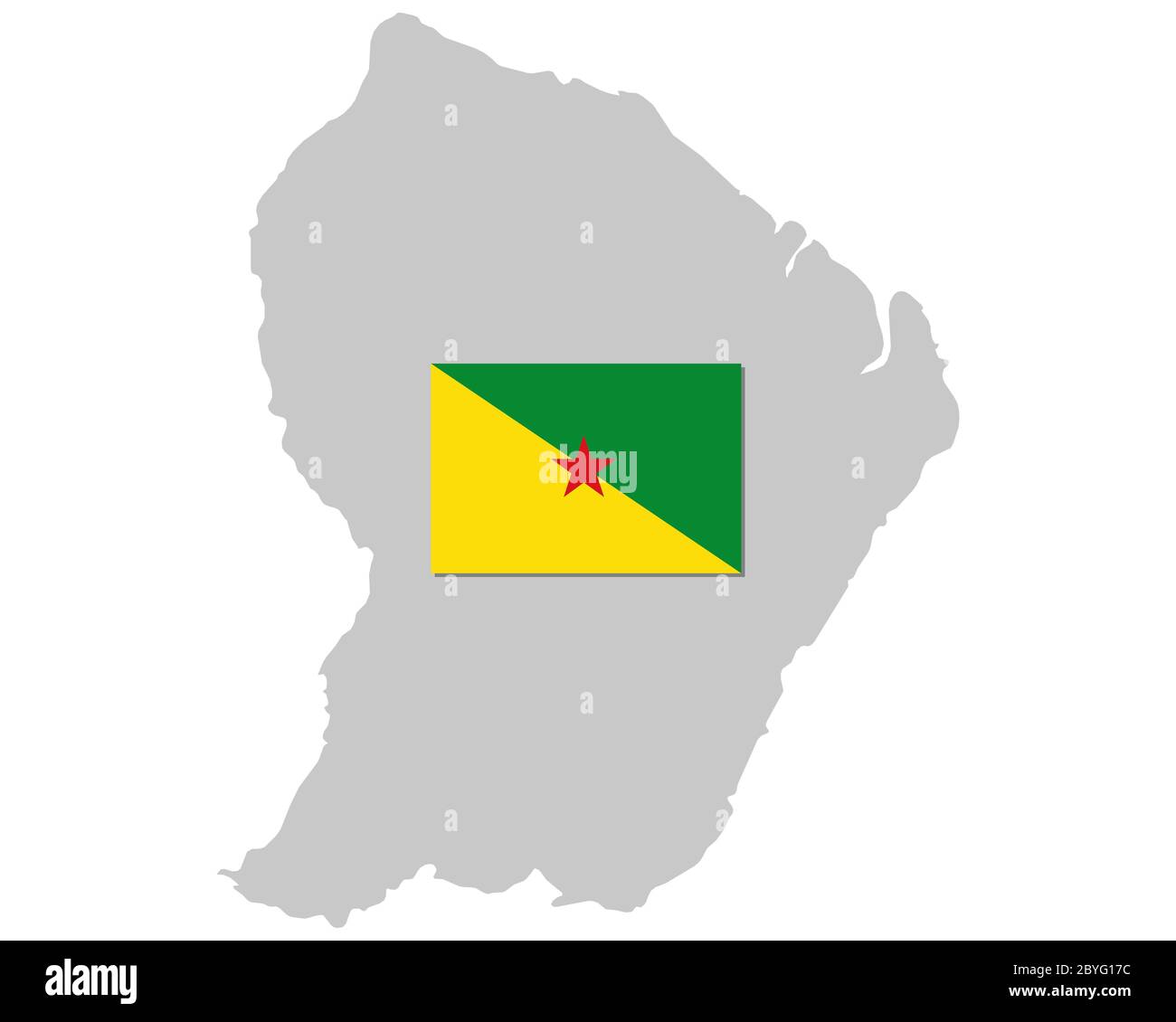 French Guiana Flag Map French Guiana Map With Flag Stock Vector Image