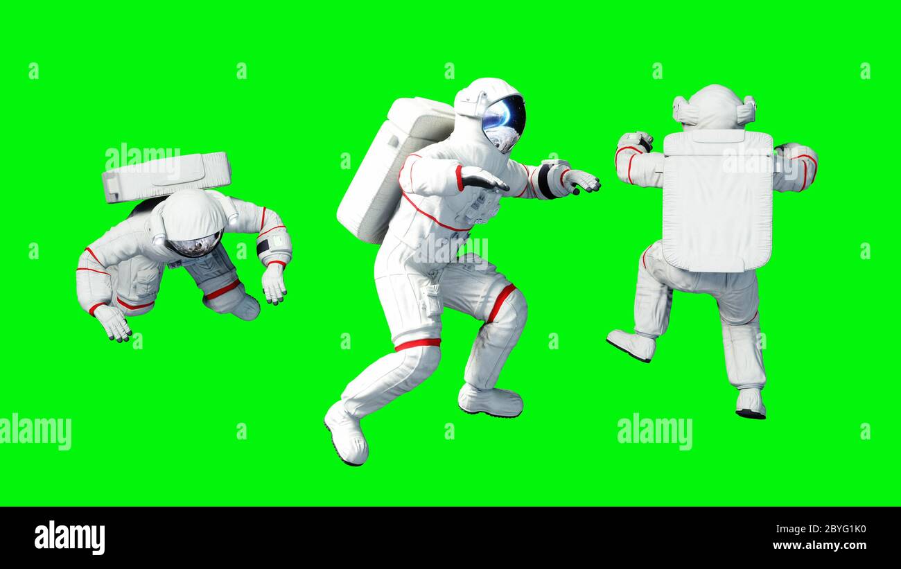 Astronaut levitation in space. Green screen. 3d rendering Stock Photo ...