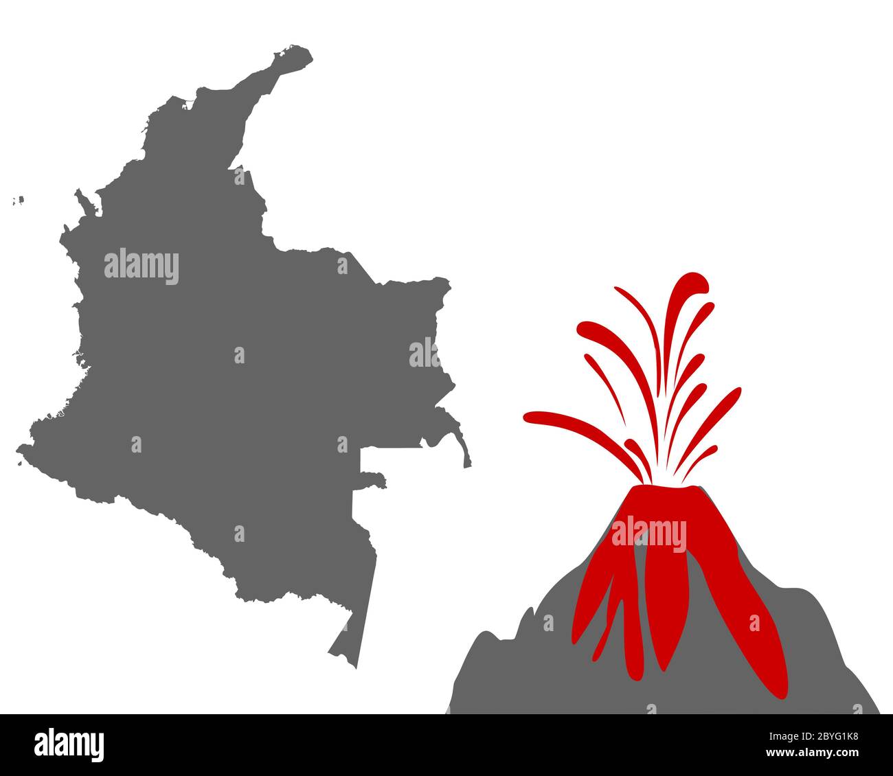 Map of Colombia with volcano Stock Photo - Alamy