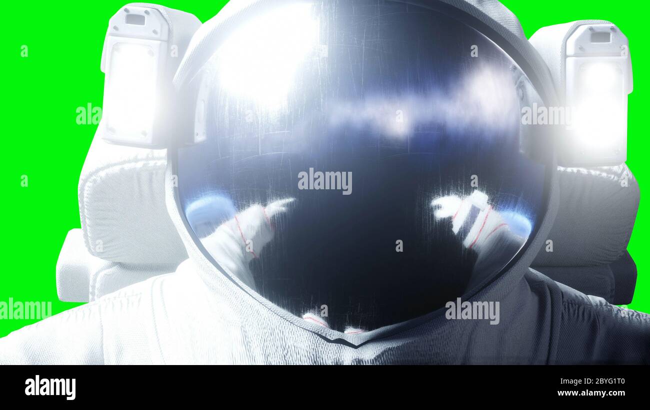 Astronaut levitation in space. Green screen. 3d rendering Stock Photo ...