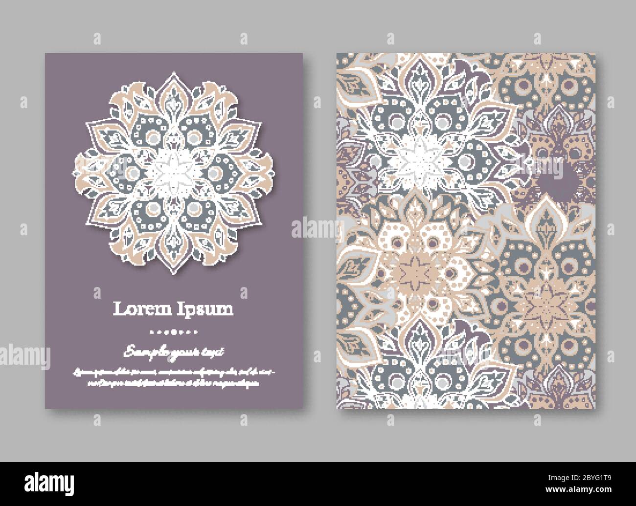 Set of cards, flyers, brochures, templates with hand drawn manda Stock ...