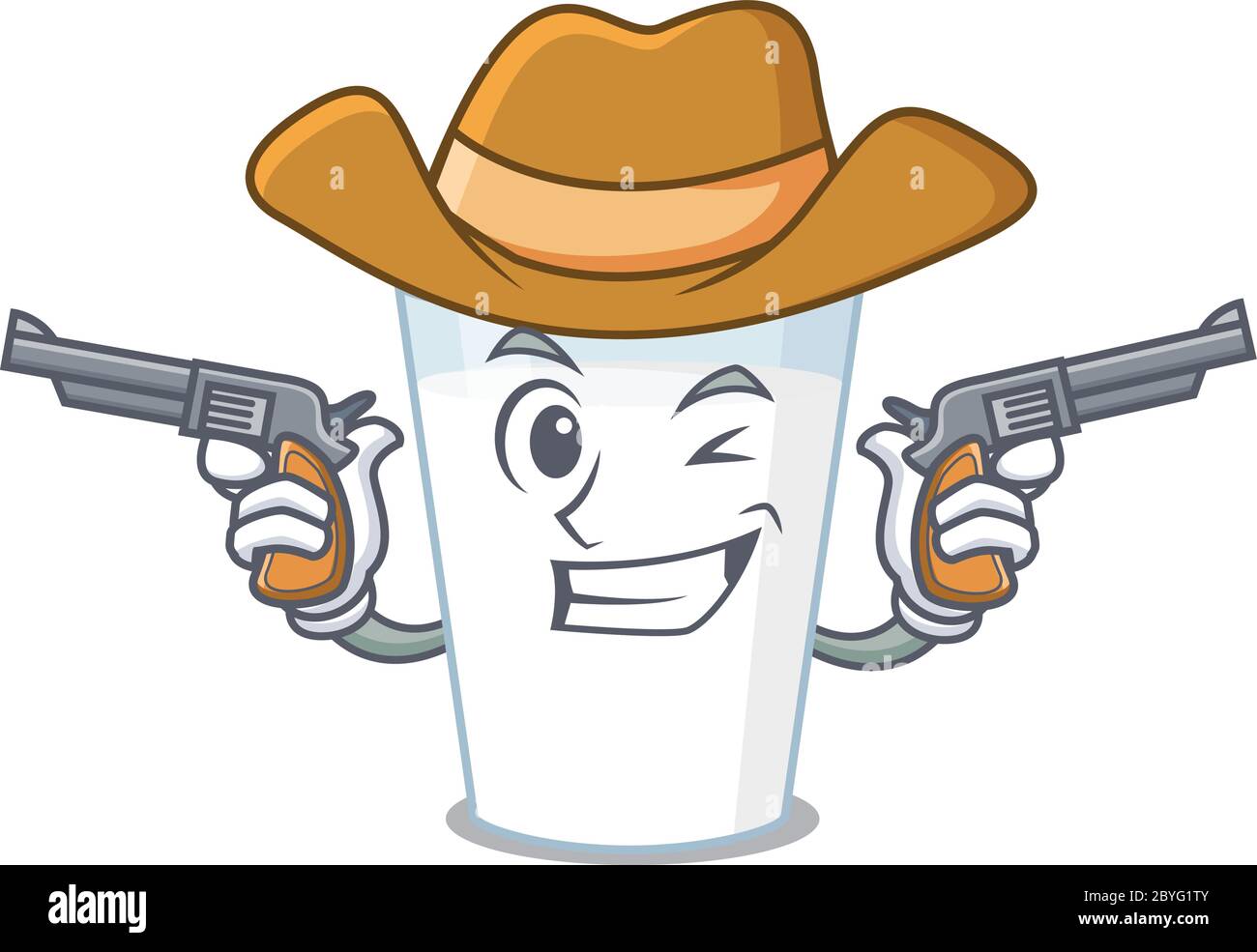 Cartoon character cowboy of glass of milk with guns Stock Vector Image ...