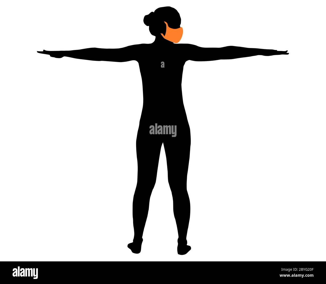 Back view of woman with face mask Stock Photo - Alamy