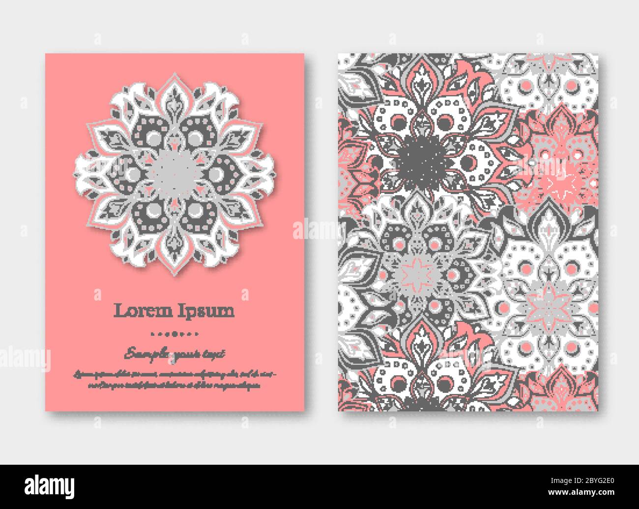 Set of cards, flyers, brochures, templates with hand drawn manda Stock ...