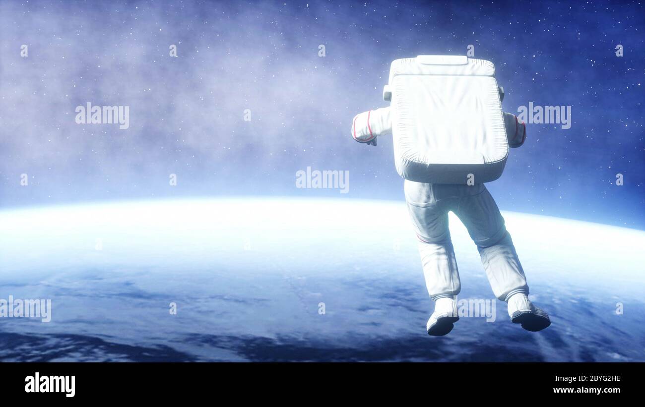 Astronaut levitation in space. 3d rendering Stock Photo - Alamy
