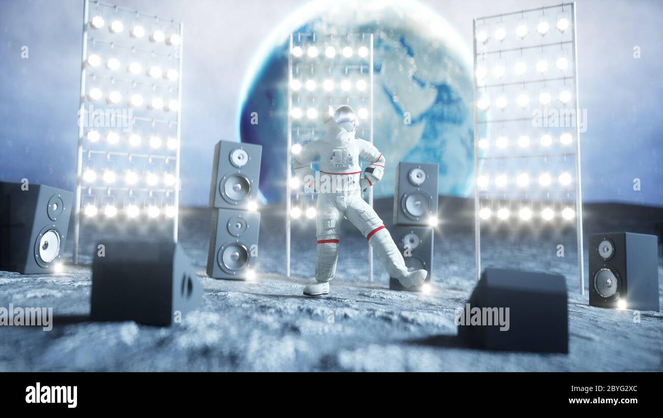 Astronaut dancing on the moon. 3d rendering Stock Photo - Alamy
