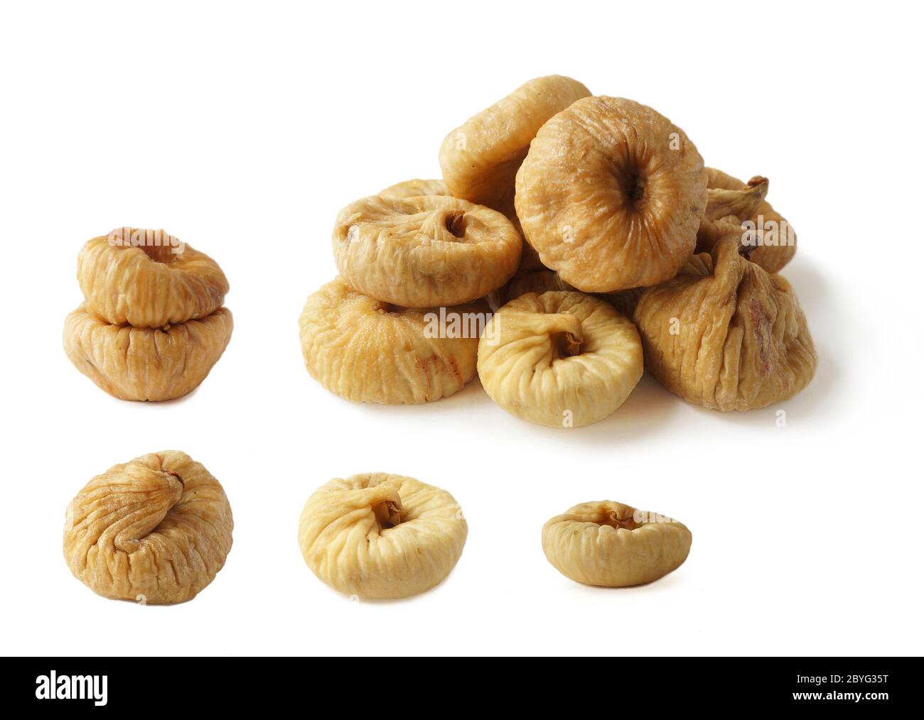 Set of figs isolated on white background. Collage of dried fruit with ...