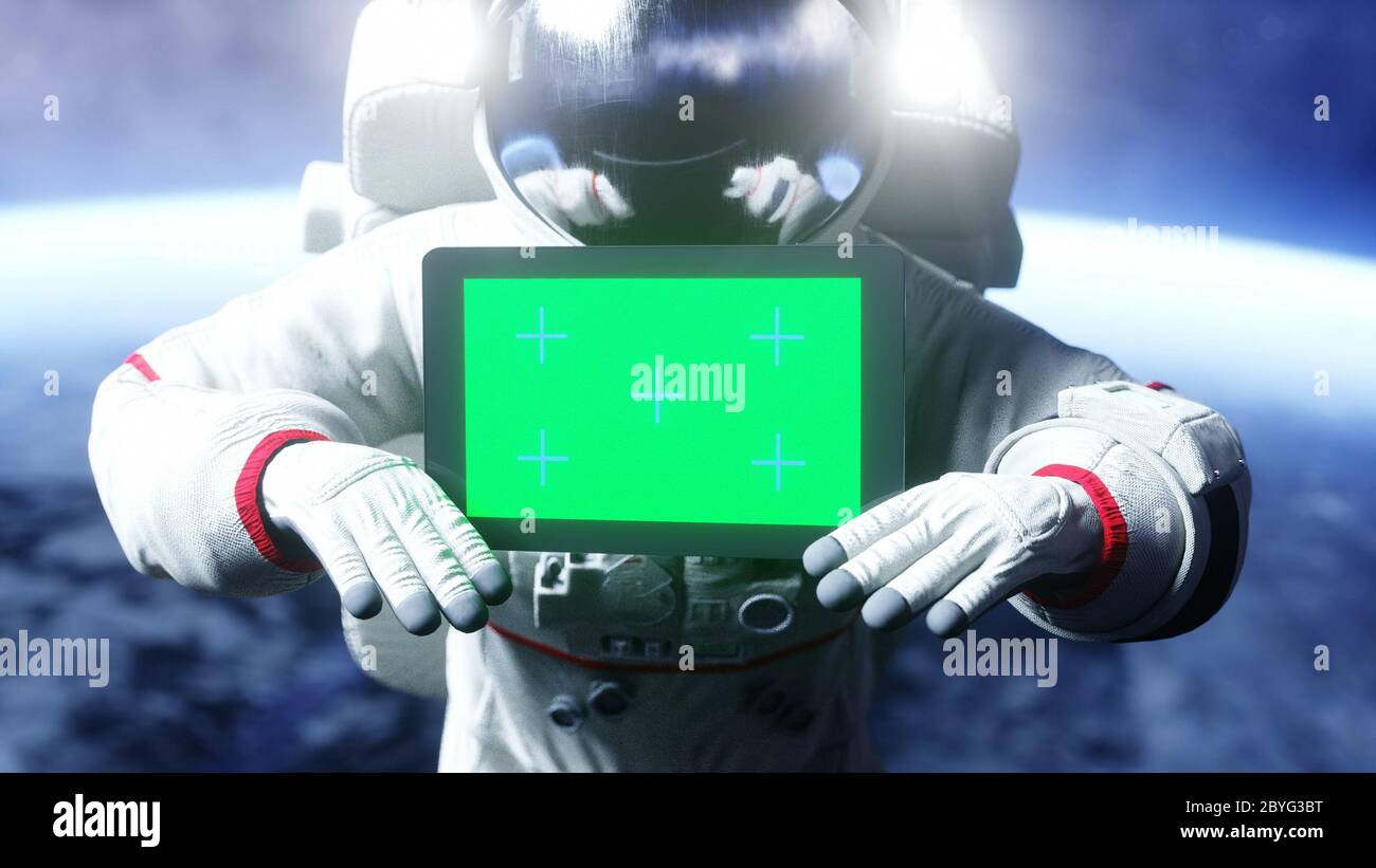 Astronaut in space tablet monitor hi-res stock photography and images ...