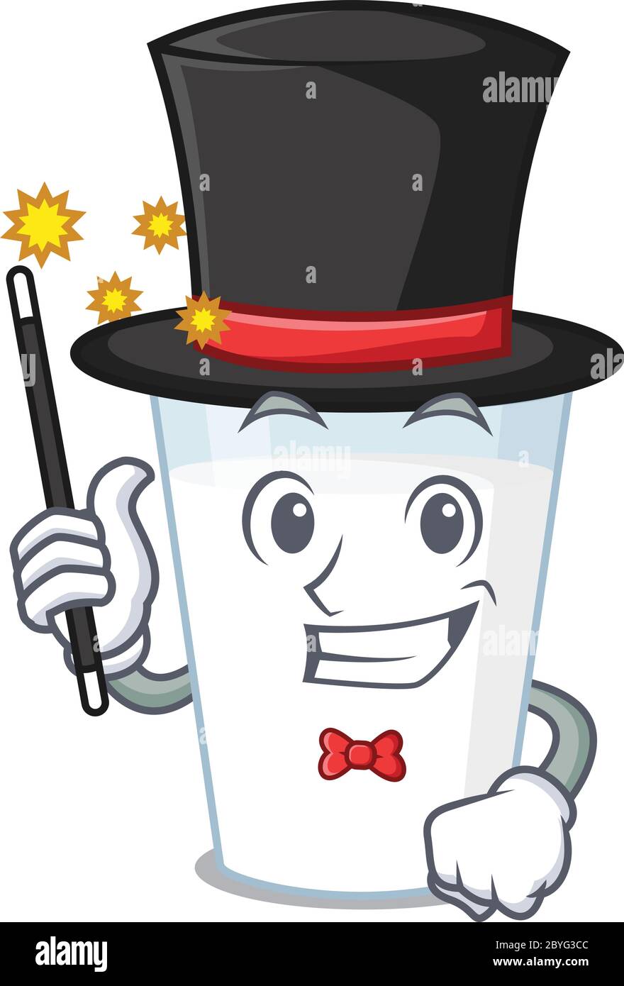 A gorgeous smart Magician of glass of milk cartoon design style Stock ...