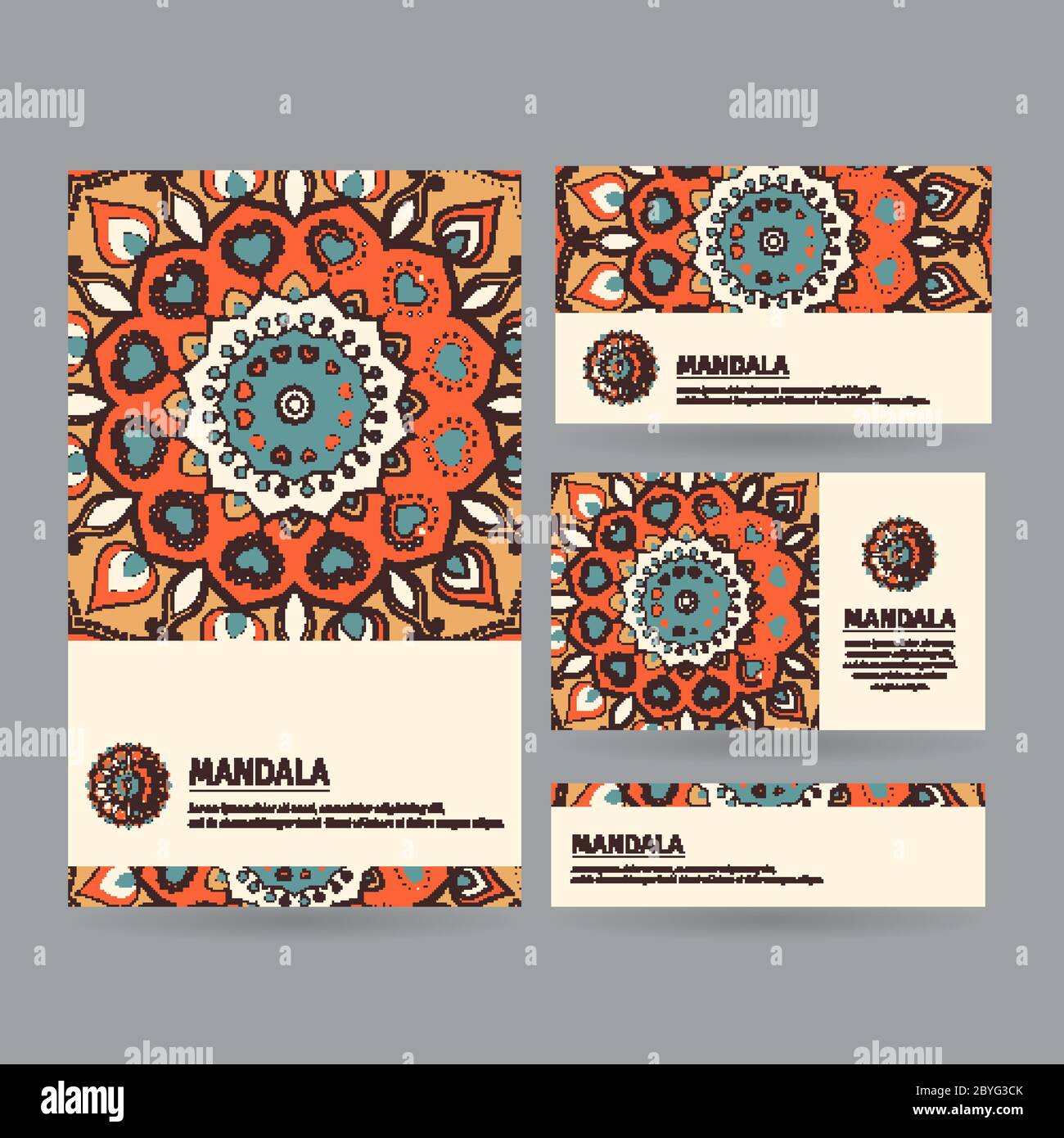 Set of cards with hand drawn mandala Stock Vector Image & Art - Alamy