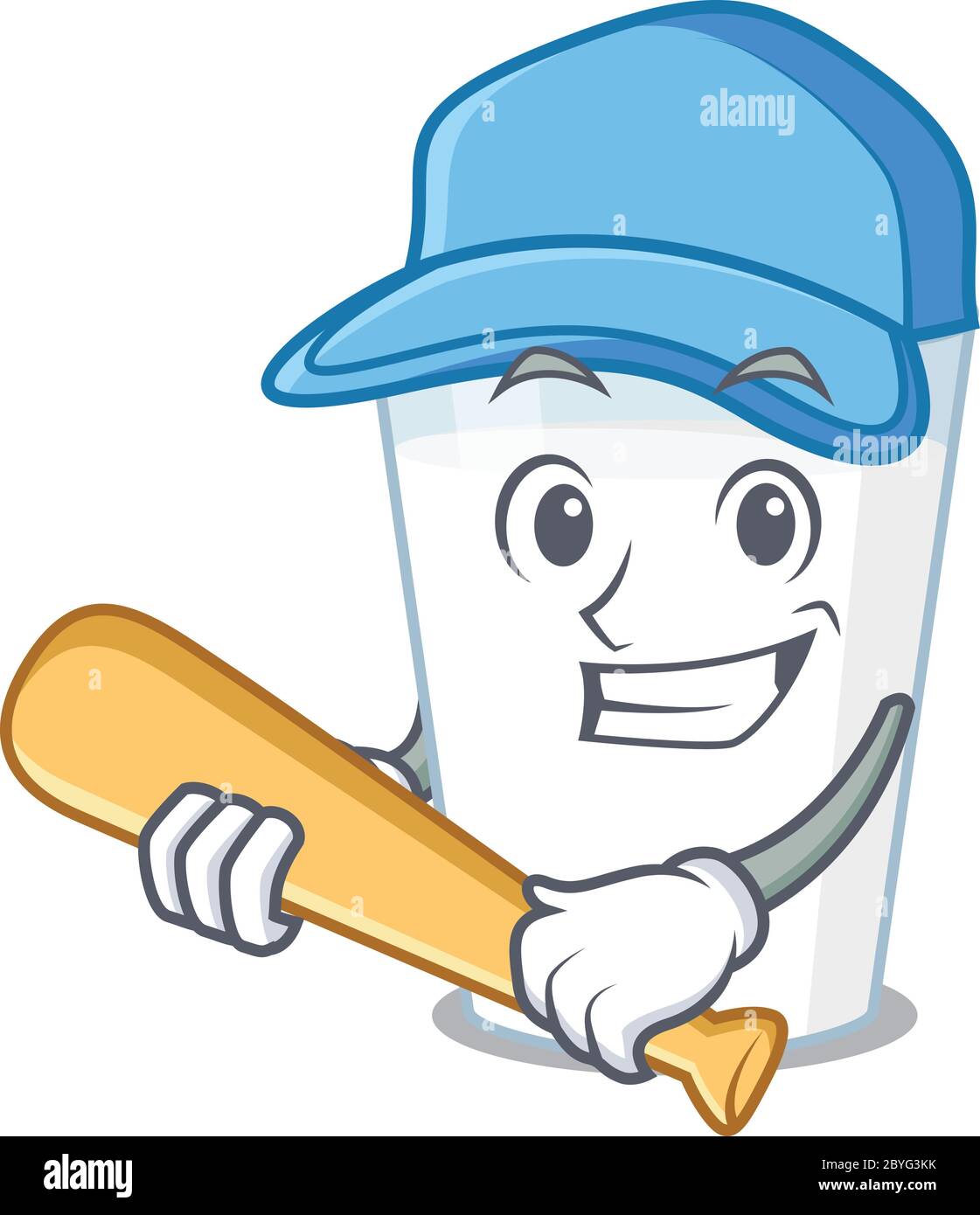 Attractive glass of milk caricature character playing baseball Stock ...