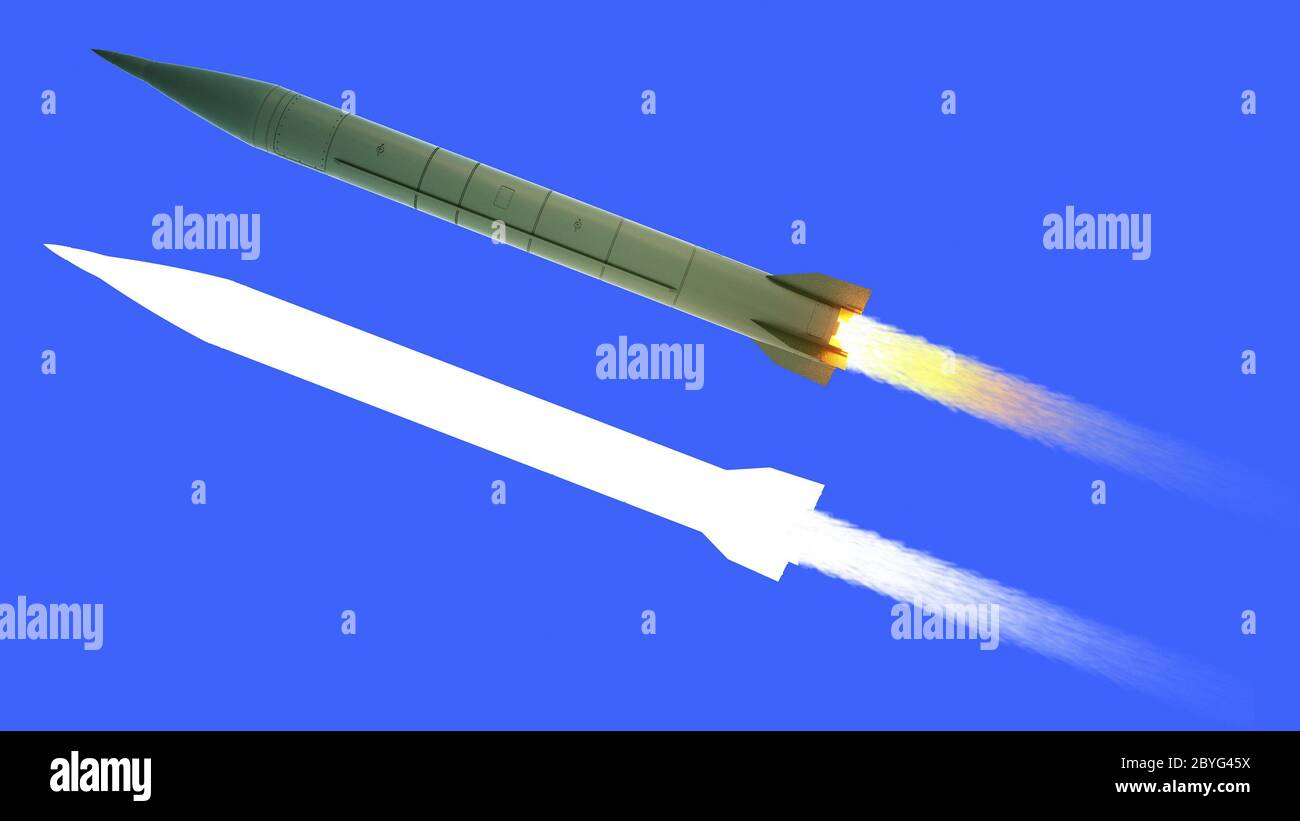 Nuclear ballistic rocket. Isolate. 3d rendering Stock Photo - Alamy