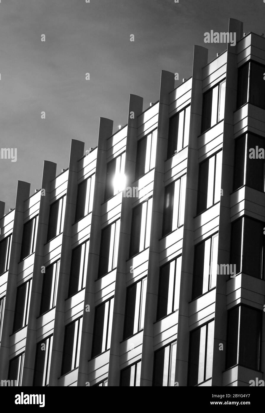 High rise building city street Black and White Stock Photos & Images ...