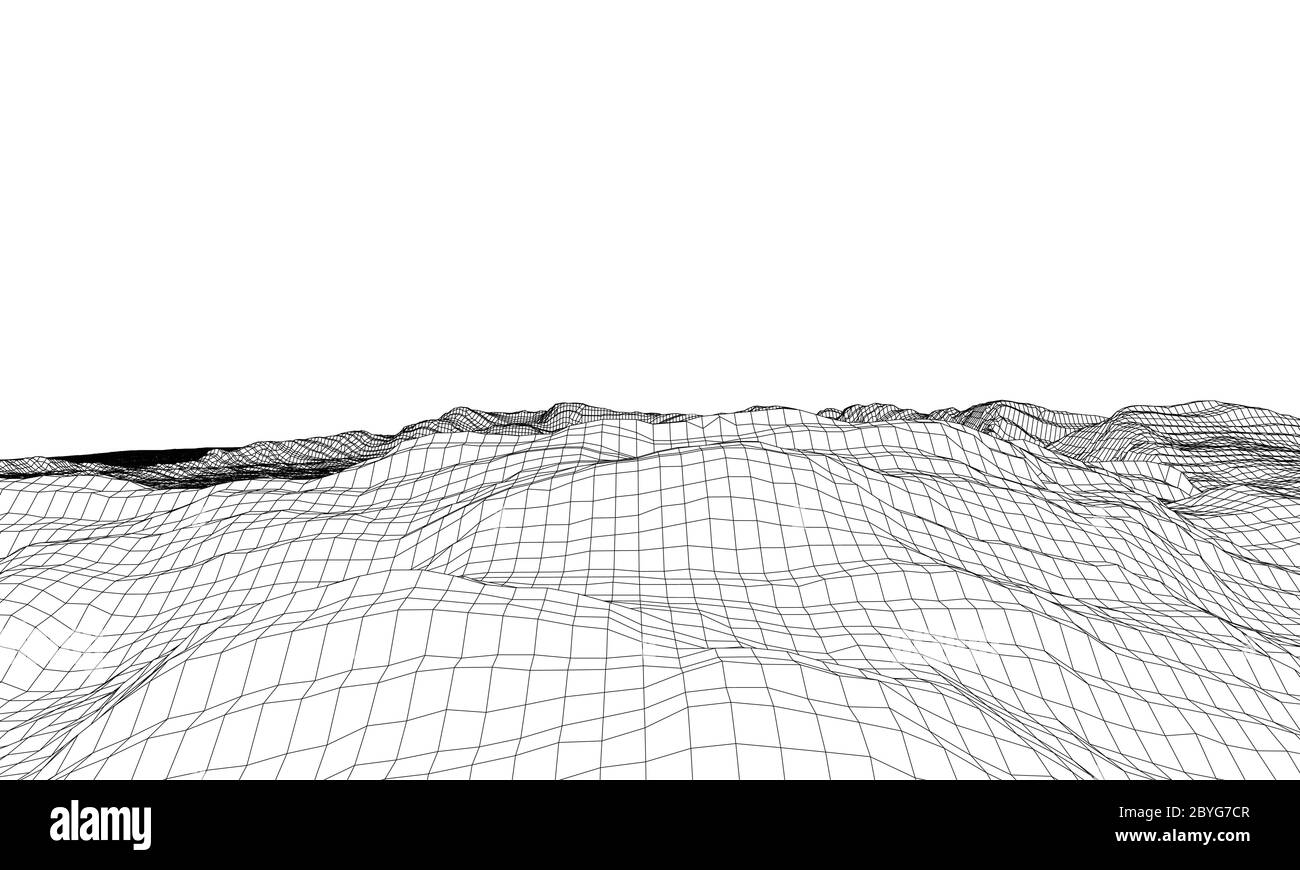 Abstract 3d wire-frame landscape. Blueprint style Stock Vector Image ...