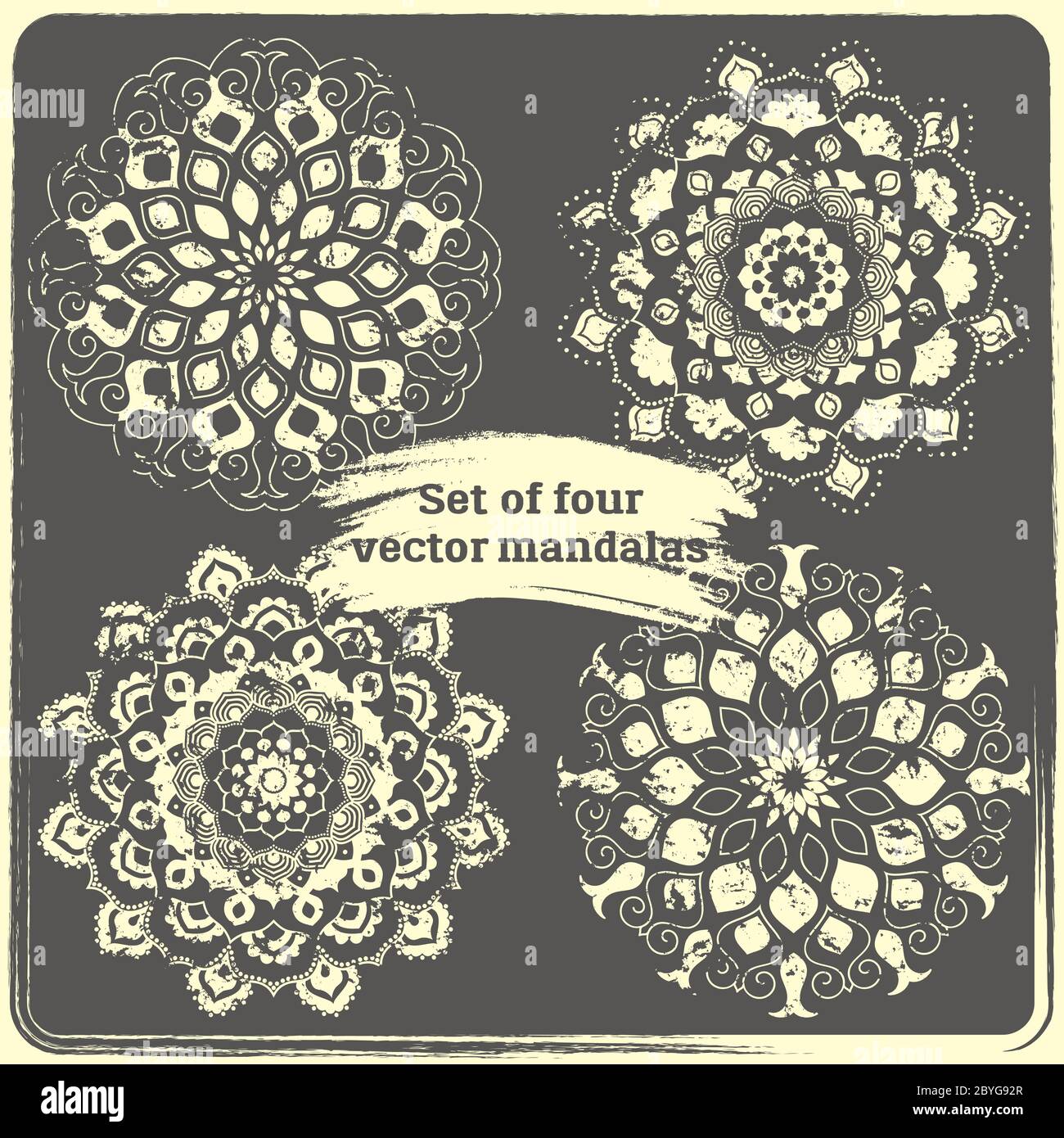 Set of 4 hand drawn mandalas Stock Vector Image & Art - Alamy