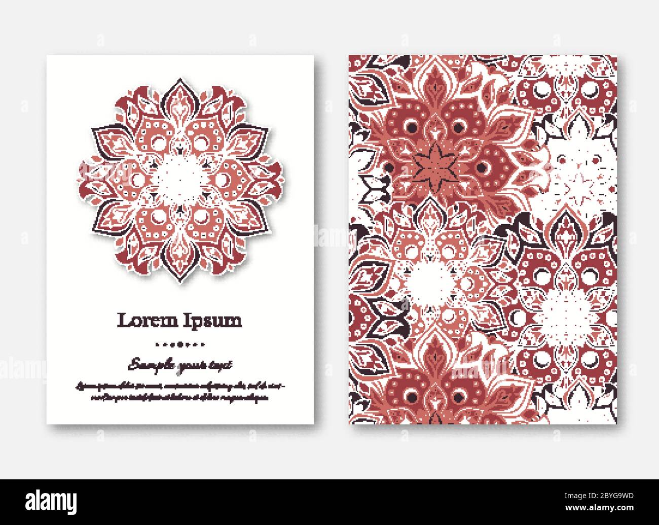 Set of cards, flyers, brochures, templates with hand drawn manda Stock ...