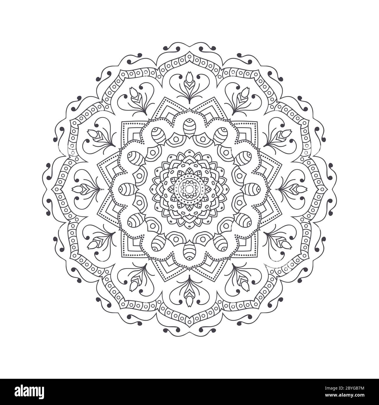 Hand drawn flower mandala for coloring book Stock Vector Image & Art ...