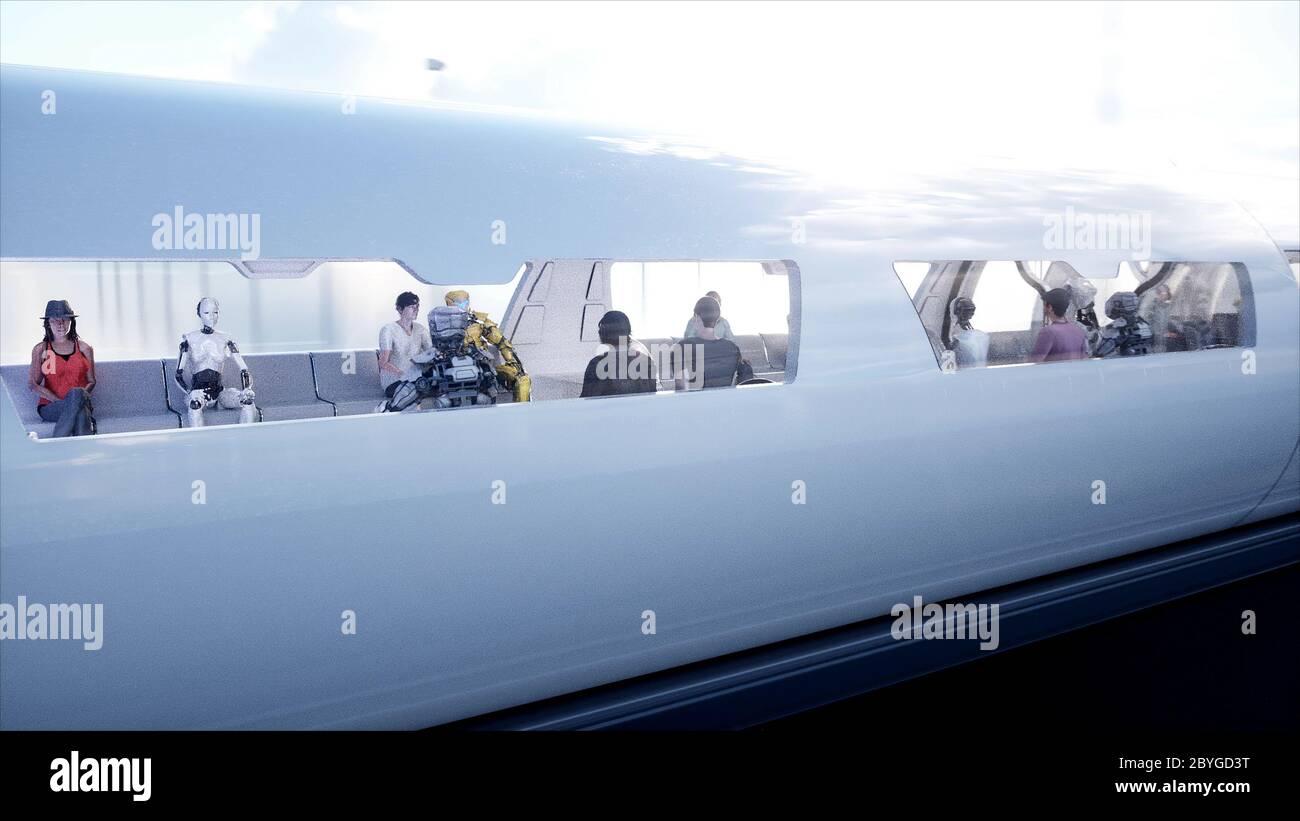 speedly Futuristic monorail train. Sci fi station. Concept of future ...