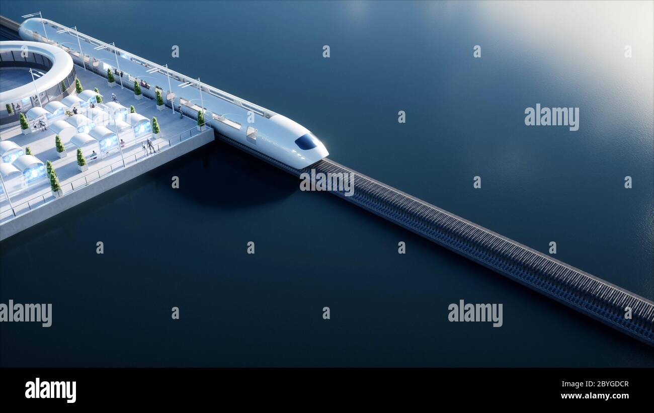 speedly Futuristic monorail train. Sci fi station. Concept of future ...