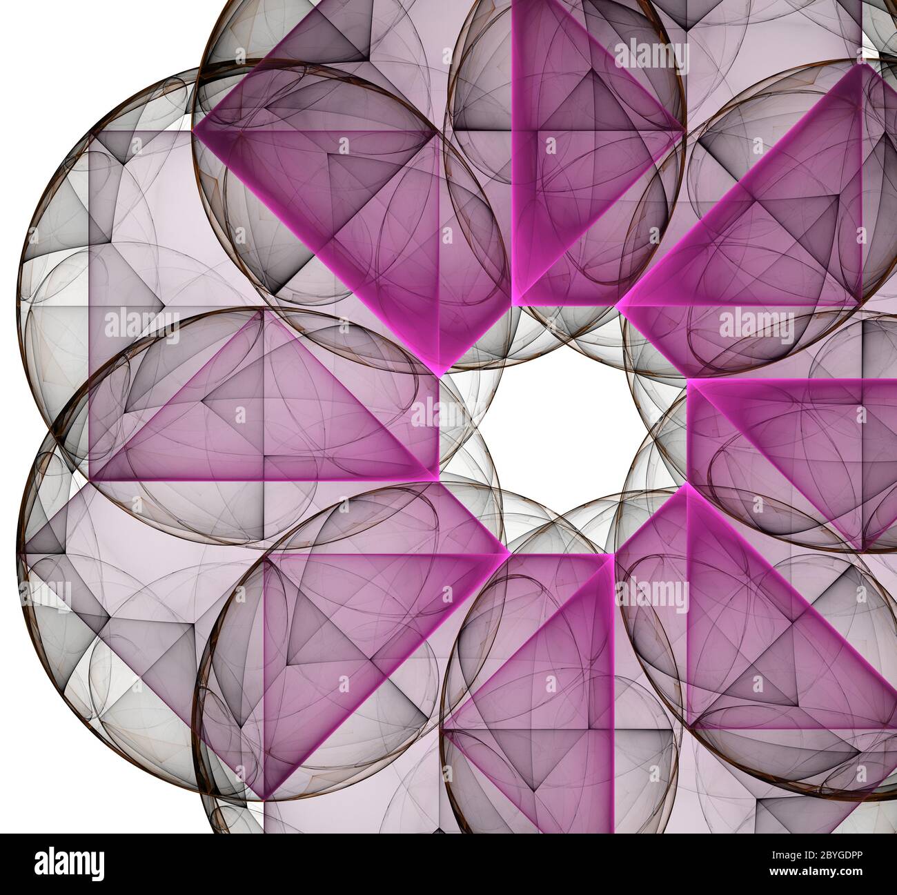 black abstract fractal round and lines on white background Stock Photo ...