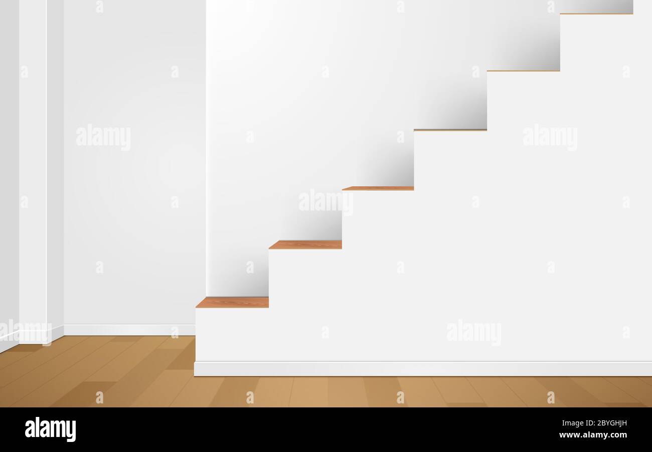 Stairway with wood floor Stock Vector Images - Alamy