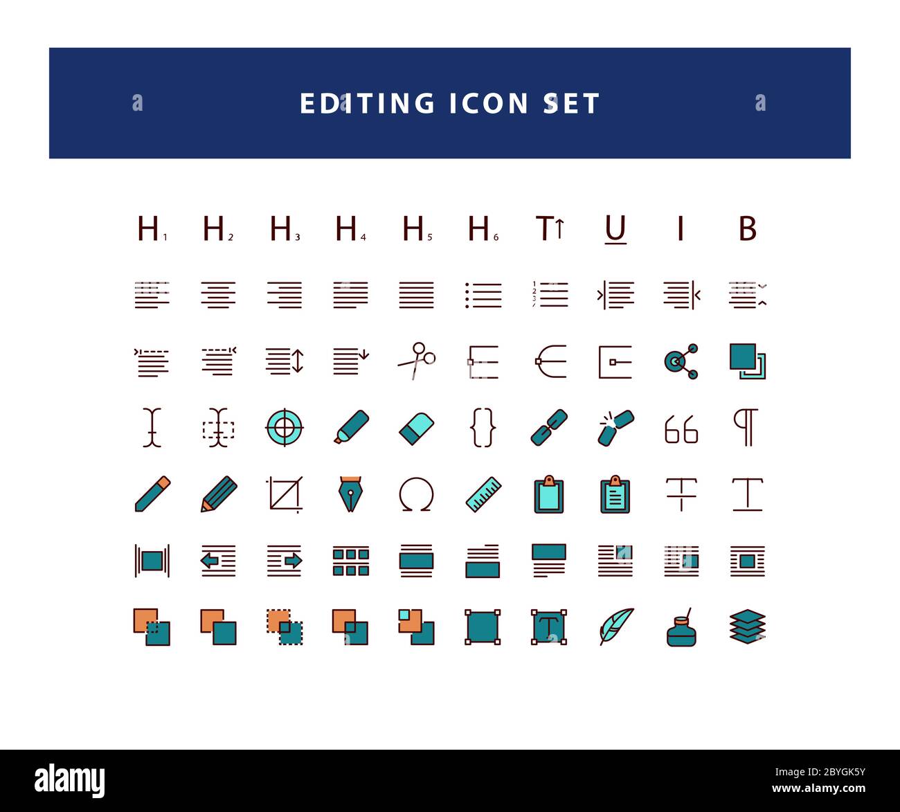set of Editing Design icon with flat style design vector Stock Vector ...