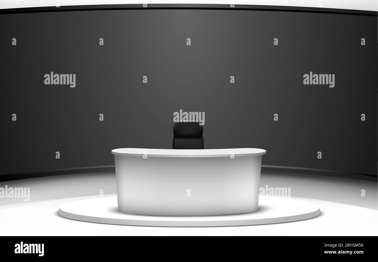 white table and lcd background in a news studio room Stock Vector Image ...