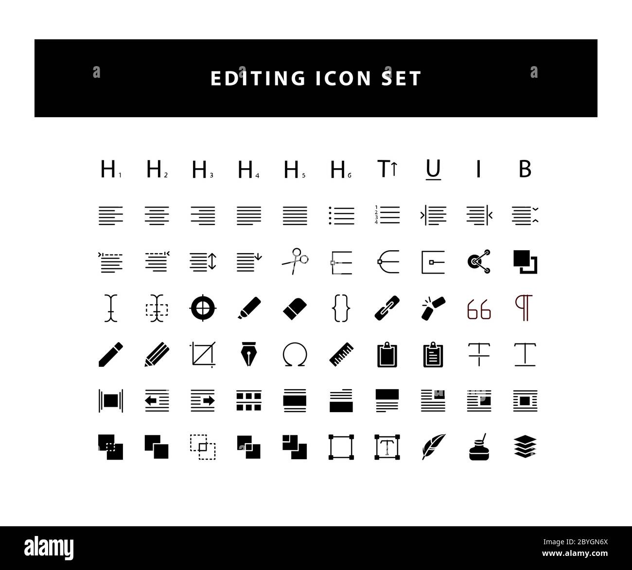 set of Editing Design icon with glyph style design vector Stock Vector ...