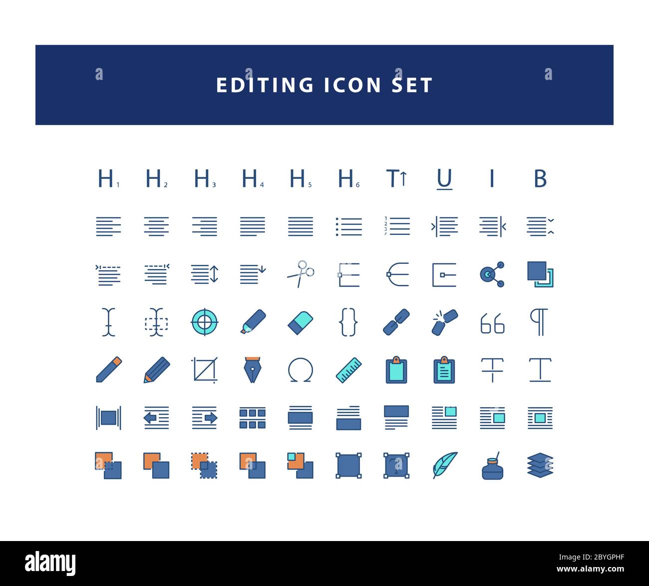 set of Editing Design icon with filled outline style design vector ...