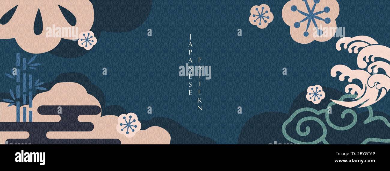 Japanese banner and icon vector. Asian traditional background in ...