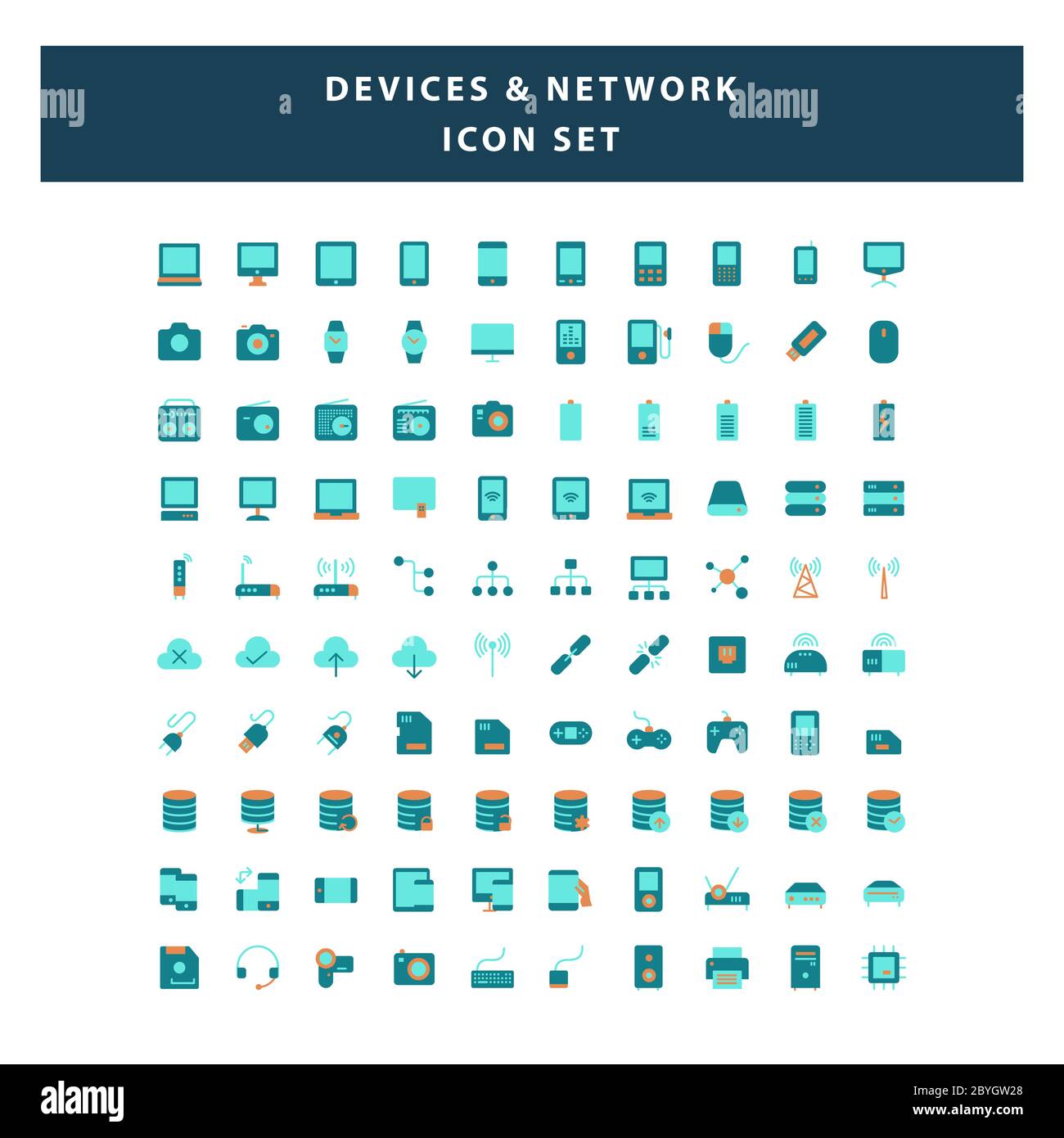 set of Devices and Network icon with flat style design vector Stock Vector Image & Art - Alamy