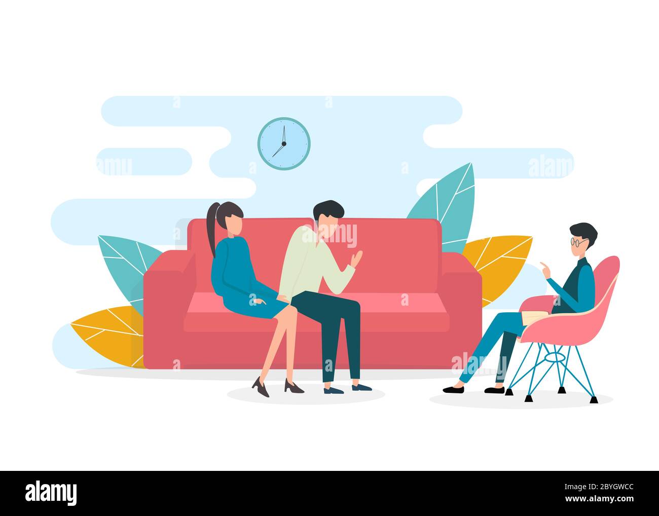 Couple having relationship problems, visiting family psychologist on ...