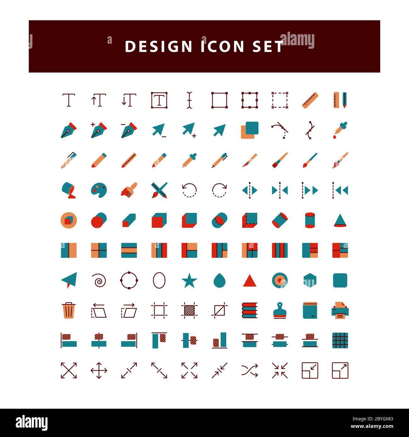 set of editing Design icon with flat style design vector Stock Vector ...