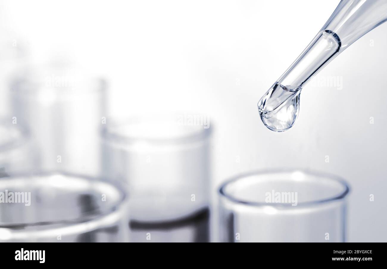 Science laboratory chemical test tube lab glassware equipment. Research ...